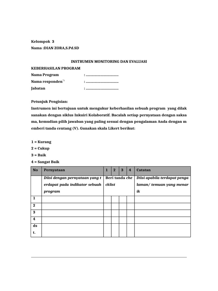 Instrumen Monev Pembelajaran Mendalam | PDF
