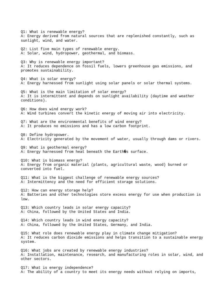 Renewable EnergyQ&a Study Guide11 | PDF | Renewable Energy | Solar Power