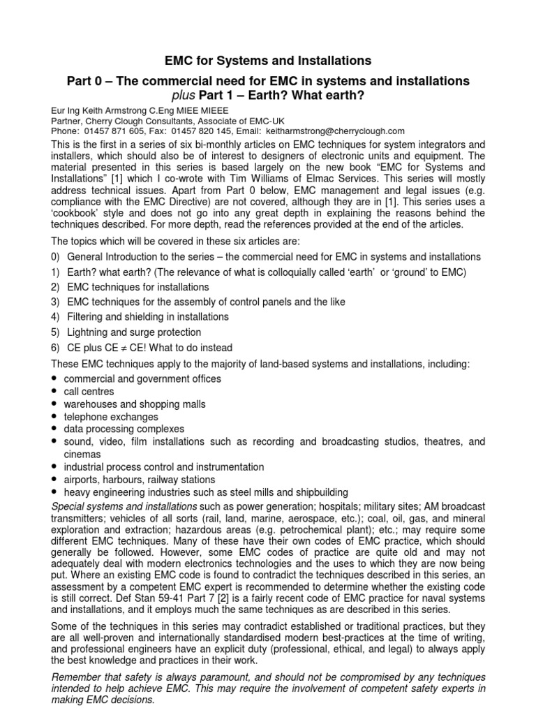EMC Techniques for Systems & Installations | PDF | Coaxial Cable ...