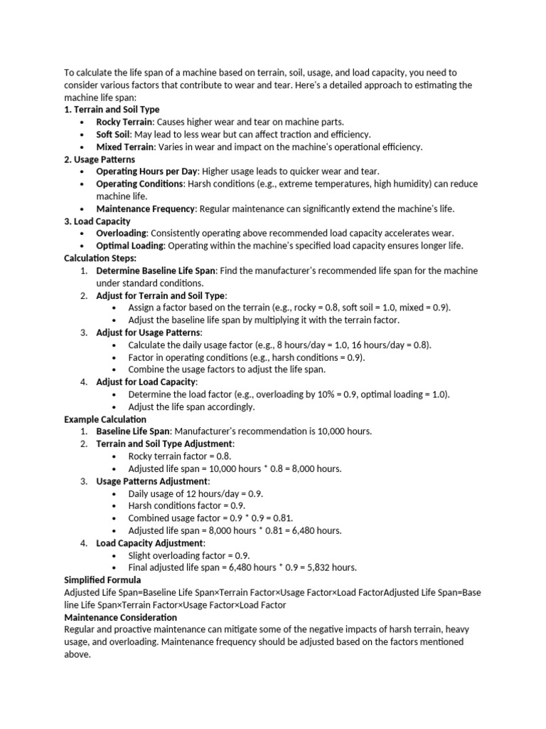 Estimating Machine Life Span Factors | PDF | Life Expectancy | Wear