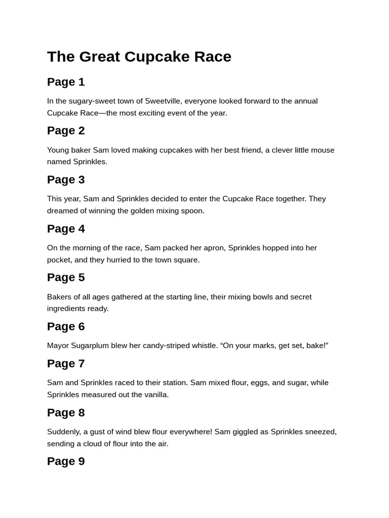 The Great Cupcake Race | PDF | Cupcake | Desserts