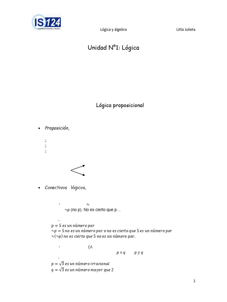 Lógica Proposicional y Conectivos Lógicos | PDF | Si y solo si ...
