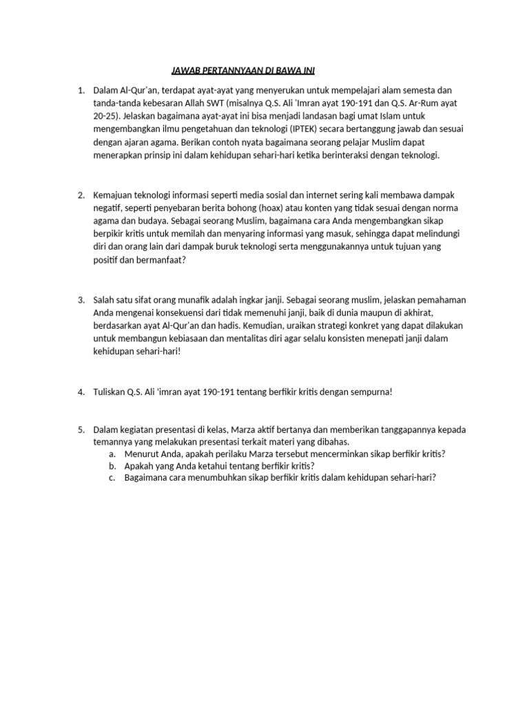 Soal Esai Kelas 11. AIDA | PDF