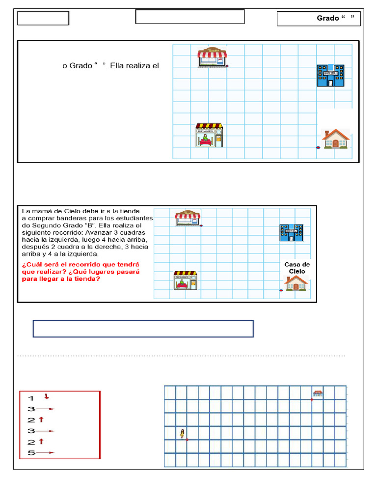 Ficha 07 de Matemática Nos Desplazamos en Cuadrícula Usando Códigos de ...