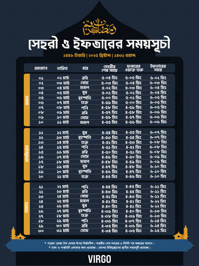 Ramadan Time Schedule PDF | PDF