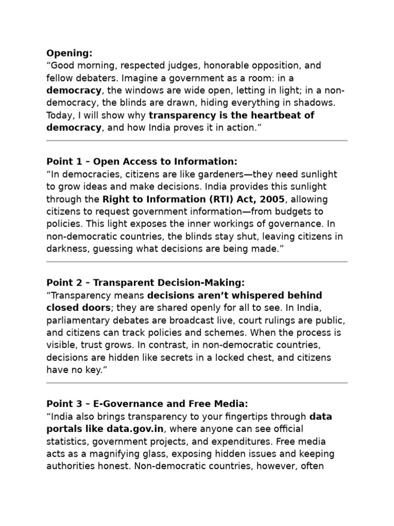 Debate | PDF | Transparency (Behavior) | Democracy