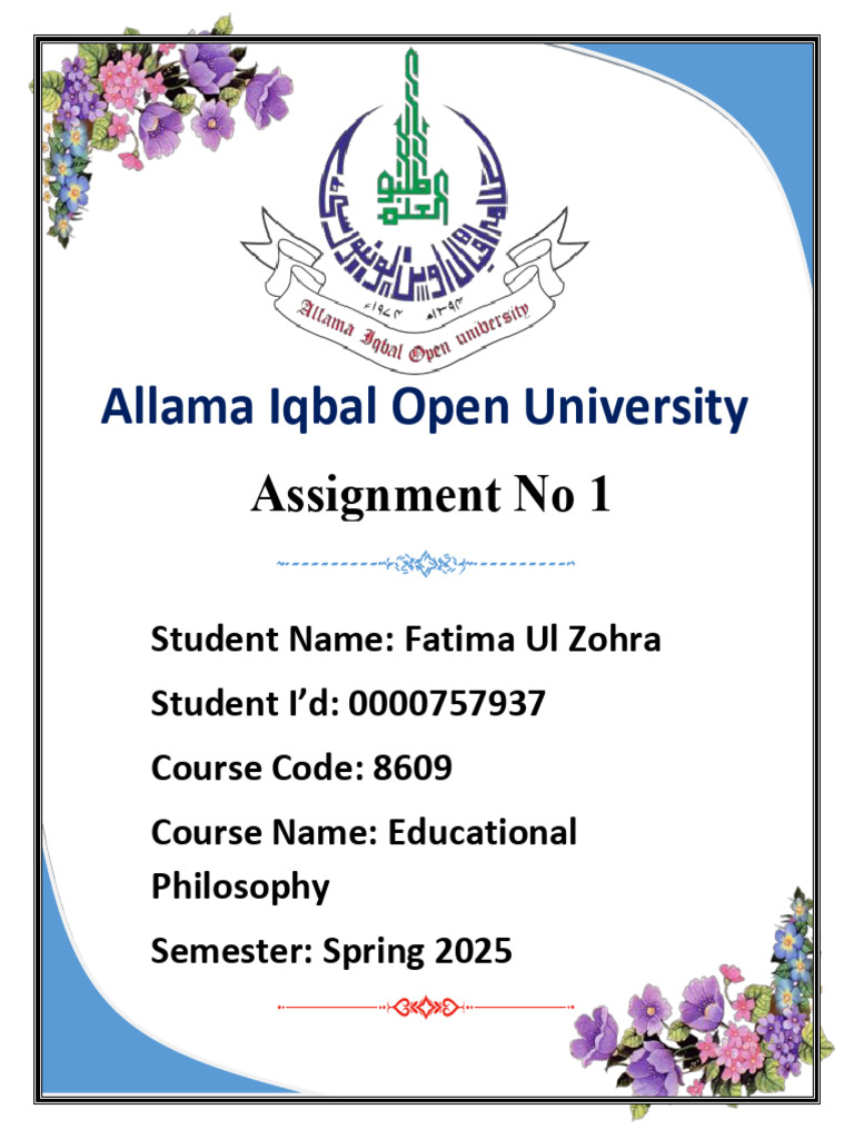 Assignment No 1 8609 | PDF | Knowledge | Philosophy Of Education