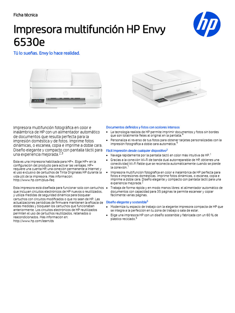 HP Envy 6530e | PDF | Impresora (Computación) | Fax