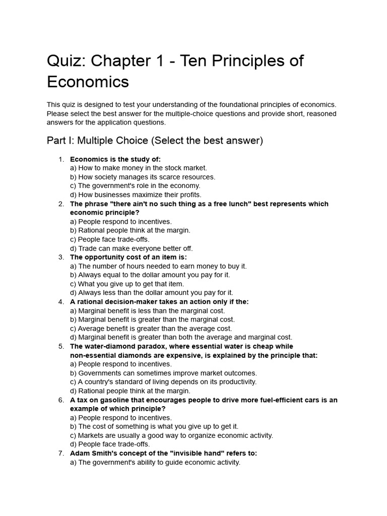 EC 101 Quiz1 Gemini | PDF | Elasticity (Economics) | Demand
