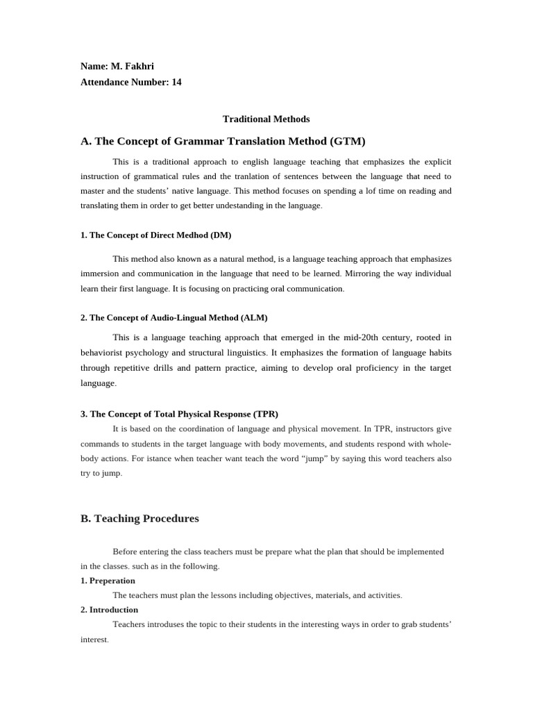 Overview of Traditional Language Teaching Methods | PDF | Language ...