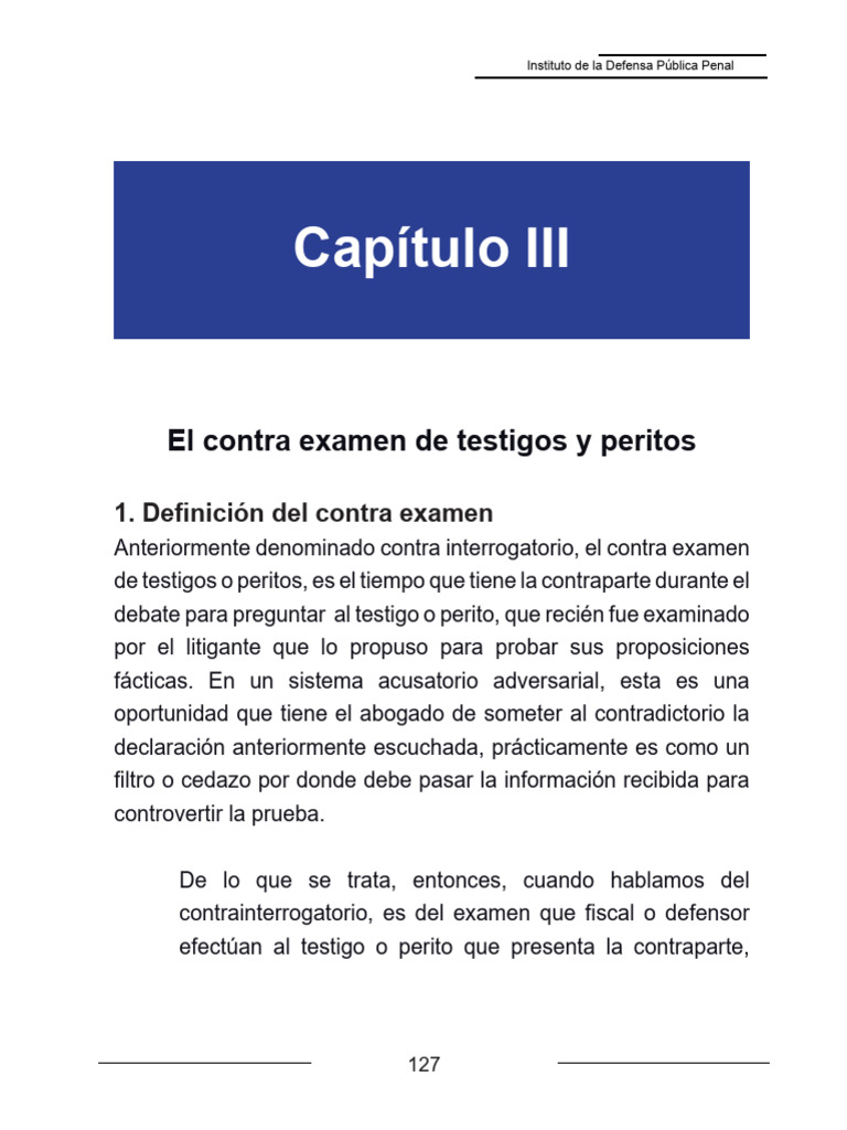 El Contra Examen de Testigos y Peritos | PDF | Testigo | Testimonio