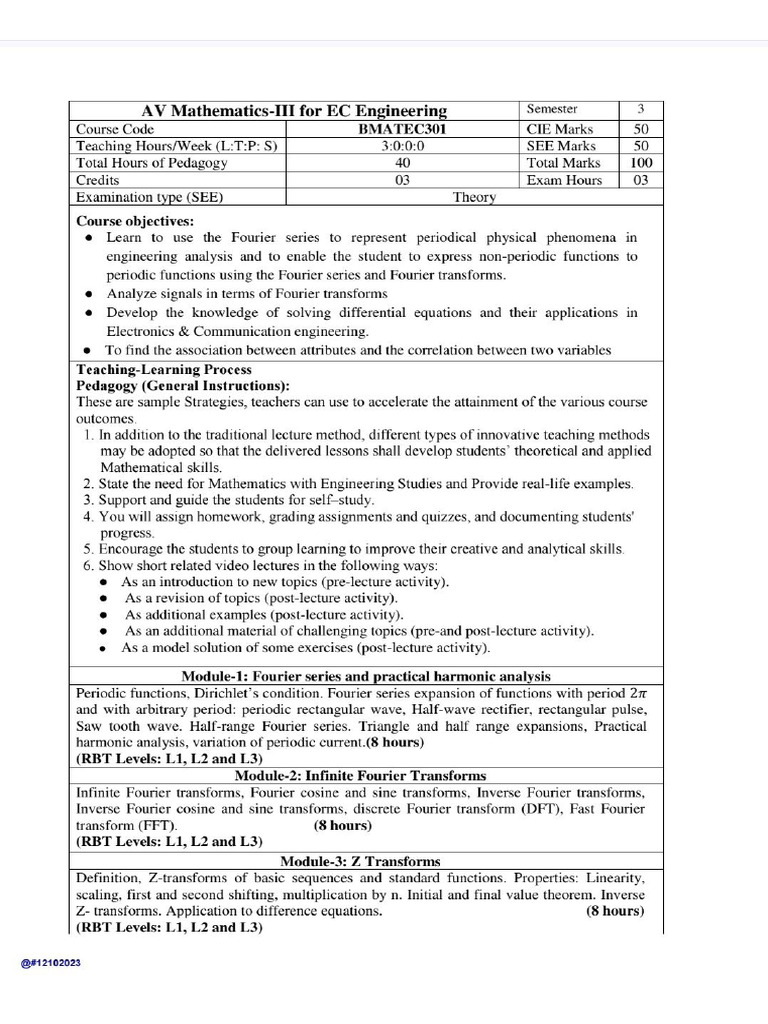 BE ECE Third Semester Syllabus | PDF
