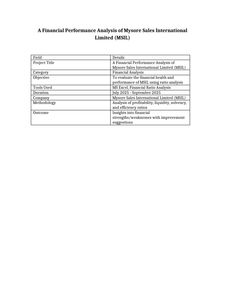 Project Brief MSIL | PDF