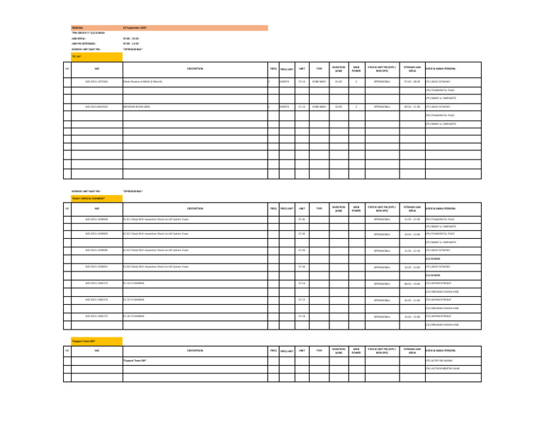 Job - Manning Mekanik 22 September 2025 PM Group 1 (l1 Suhadi) | PDF