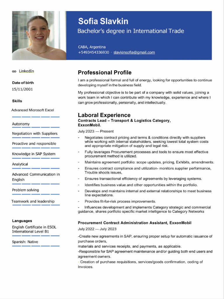 Sofia Slavkin Curriculum | PDF