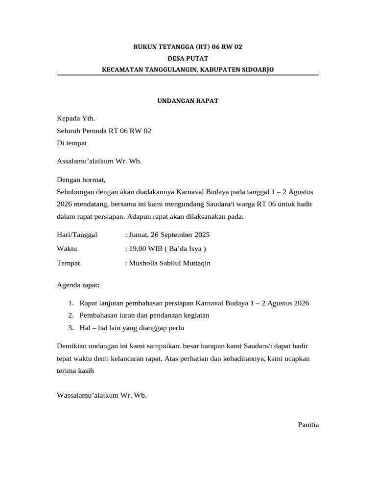Undangan Rapat RT Fix | PDF
