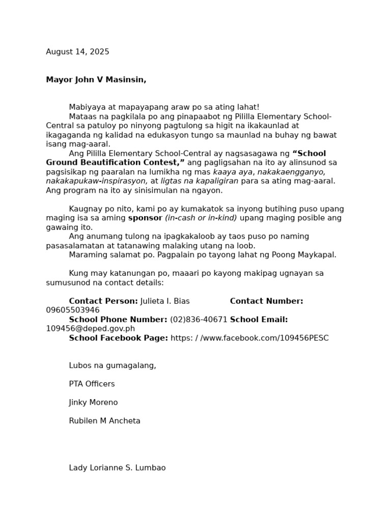 Letter For Mayor John | PDF