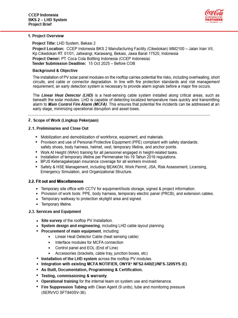 CCEP Indonesia LHD System Project Brief | PDF
