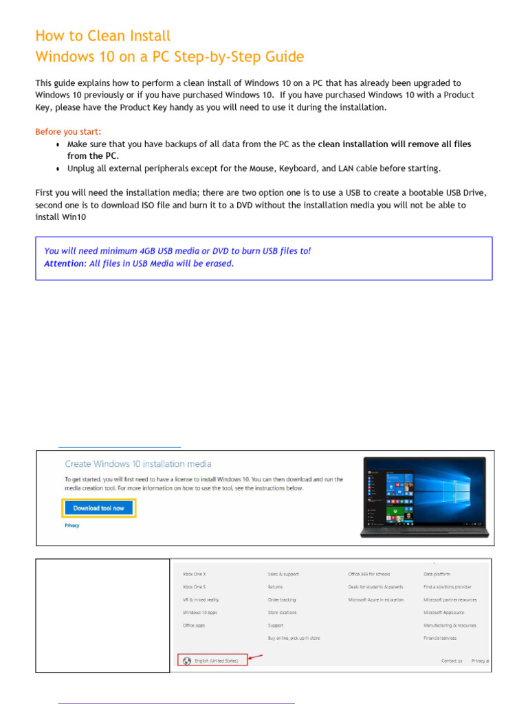 Clean Install Windows 10 Guide | PDF | Windows 10 | Booting