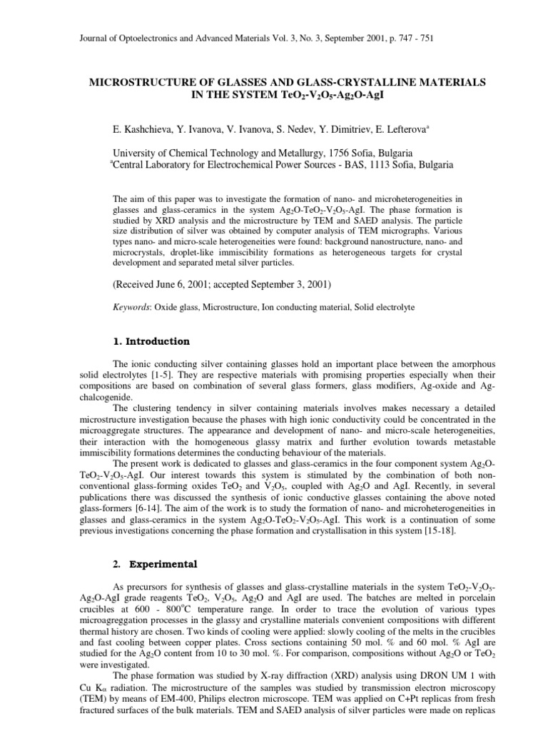 Microstructure of Glasses and Glass-Crystalline Materials in The System ...