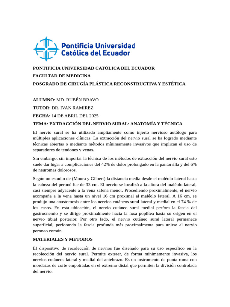 Extracción del Nervio Sural: Técnica y Anatomía | PDF | Anatomía humana ...