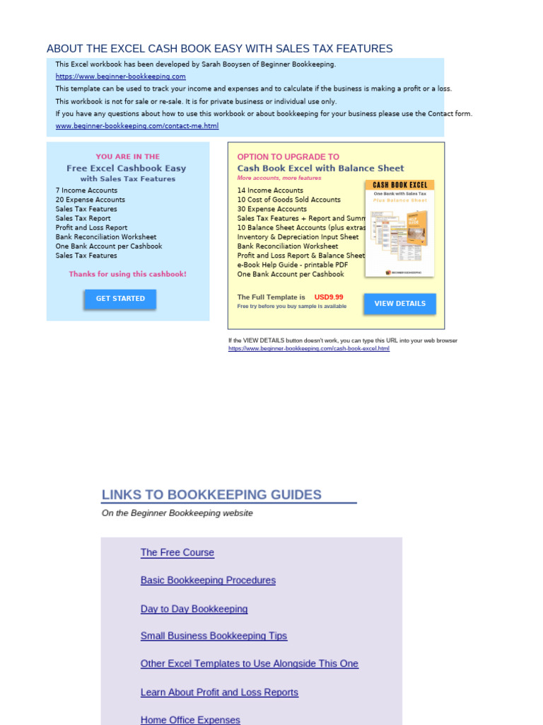 Excel Cash Book with Sales Tax Features | PDF | Income Statement | Taxes