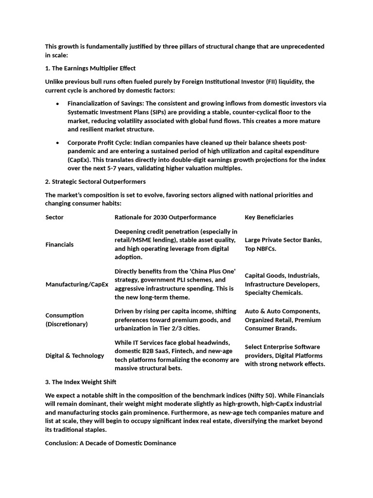 Indian Stock Market Prediction 2030 | PDF | Infrastructure ...