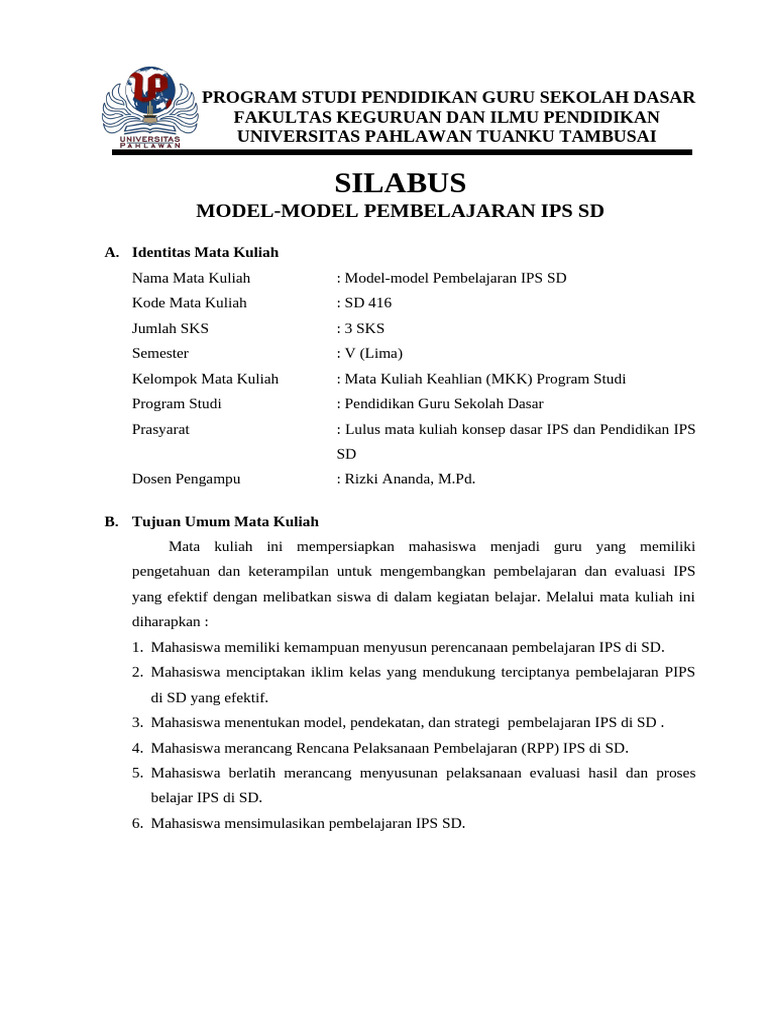Silabus Model-Model Pembelajaran IPS SD | PDF