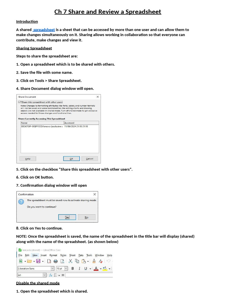 CH 7 Share and Review A Spreadsheet | PDF | Spreadsheet | Computing