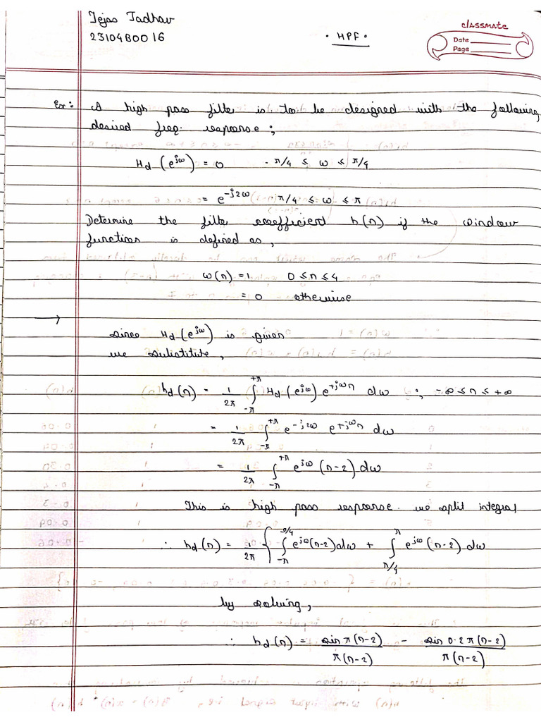 DSP HPF Tejas Jadhav | PDF
