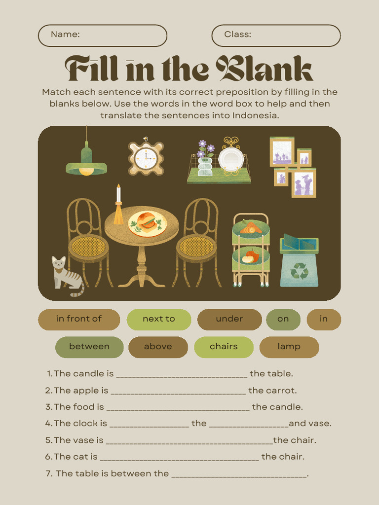 Preposition Fill-in-the-Blank Exercise | PDF