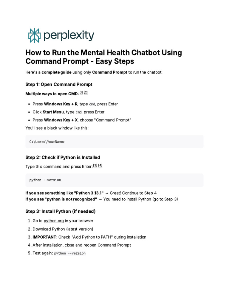 Run AI Mental Health Chatbot via CMD | PDF | Command Line Interface ...