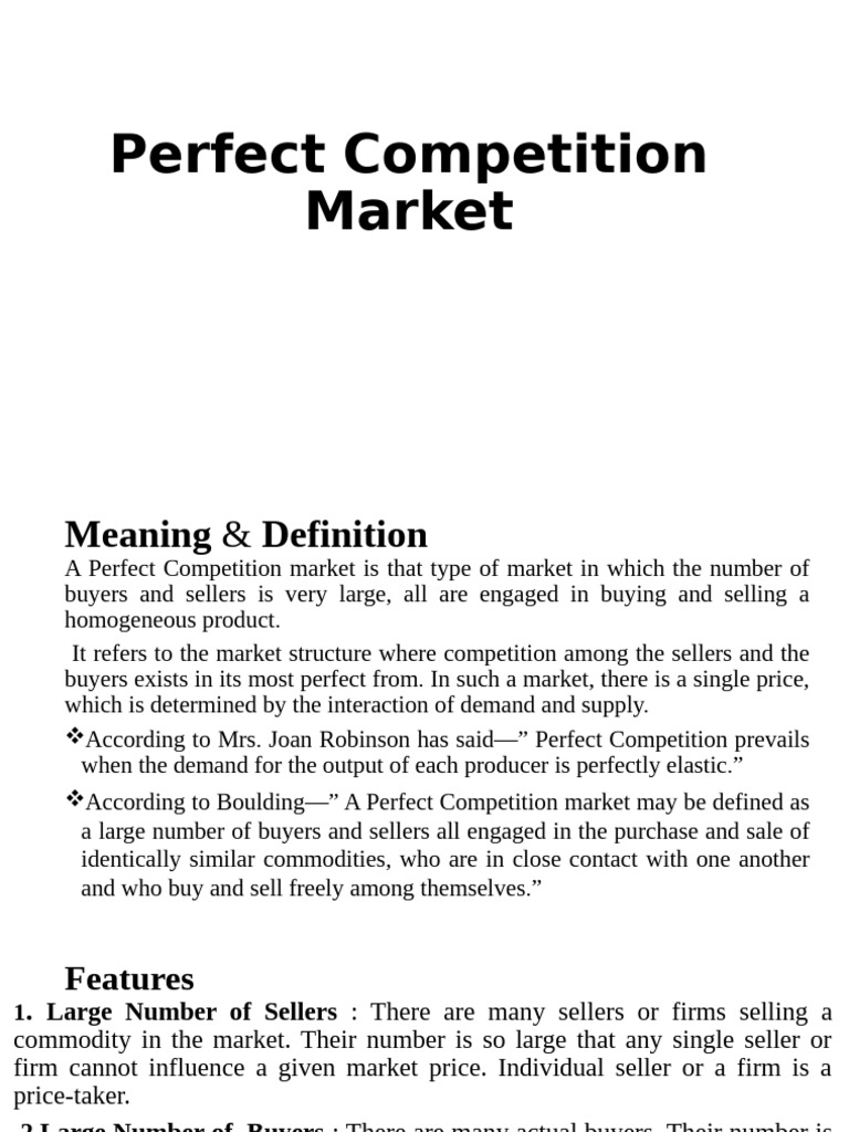 Perfect Competition Market Unit-4 | PDF | Demand | Perfect Competition