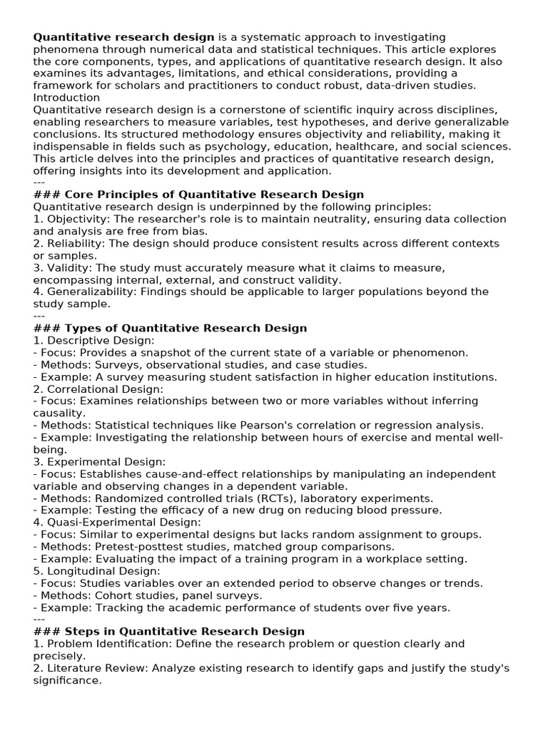 Quantitative Research Design Overview | PDF | Quantitative Research ...