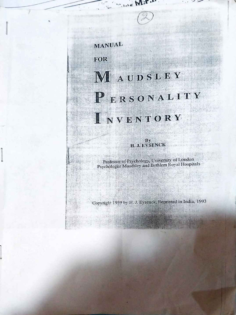 MPI by Eyesenck | PDF