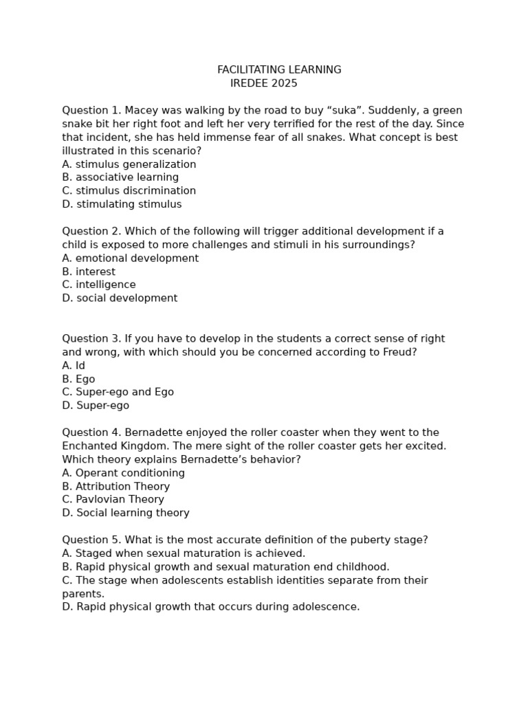 Practice Facilitating Learning 2025 | PDF | Learning | Thought