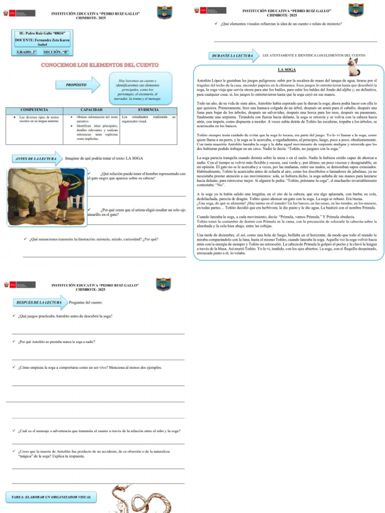 FICHA de TRABAJO Los Elementos Del Cuento | PDF