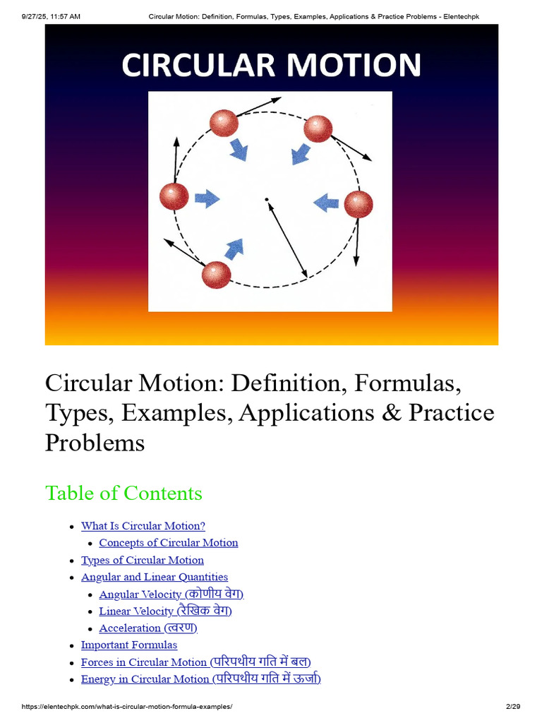 Circular Motion: Types and Examples | PDF | Acceleration | Velocity