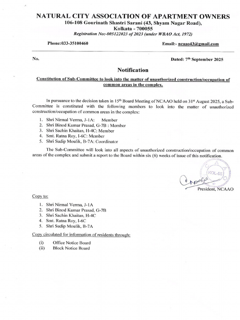 Notification of Unauthorized Construction | PDF