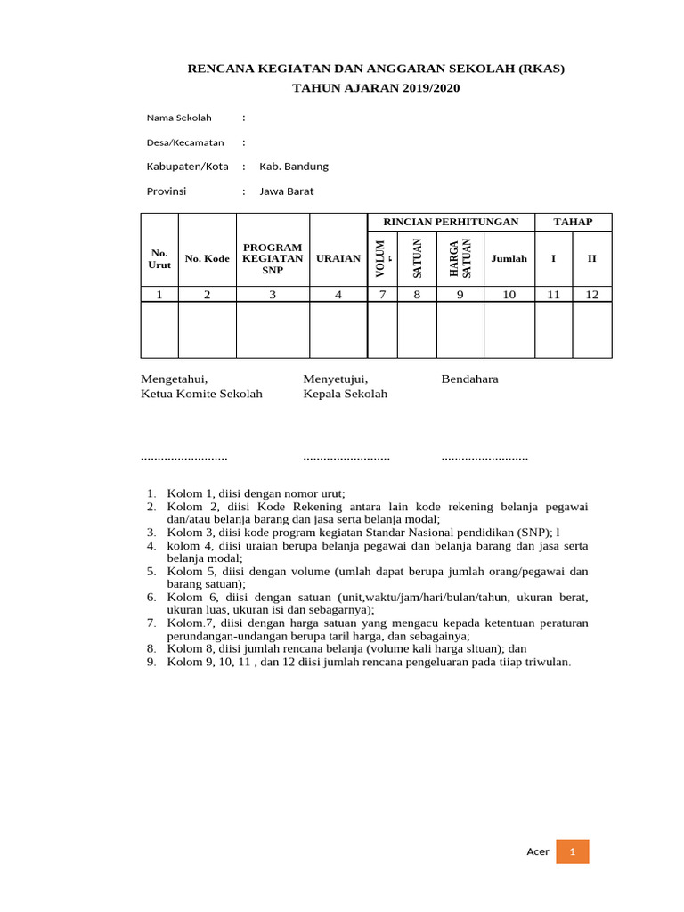 Contoh Format Laporan SPJ Bosda Negeri Dan Swasta | PDF