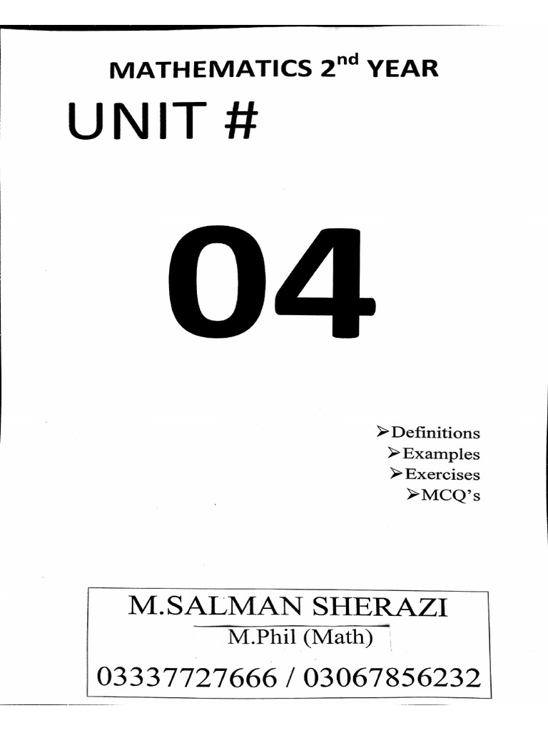 Unit 4 (2nd Year Math) | PDF