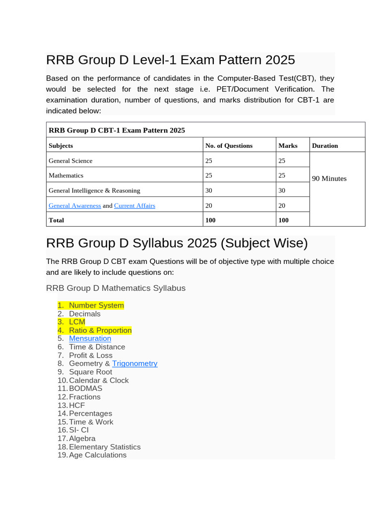 RRB Group D Level | PDF