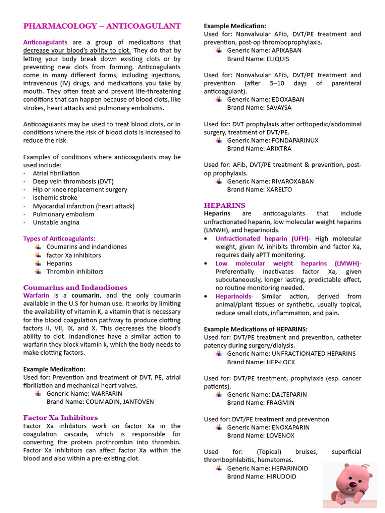 Pharmacology Anticoagulant | PDF | Thrombosis | Thrombus