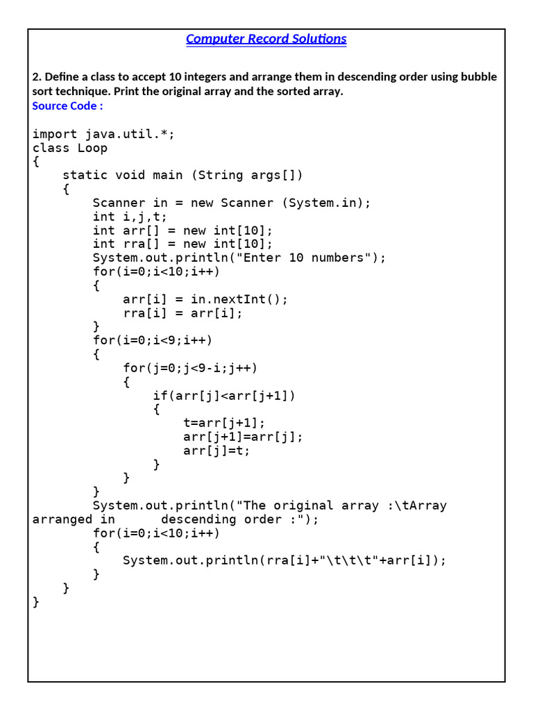 Computer Record Solutions | PDF | Integer (Computer Science) | Computer Science