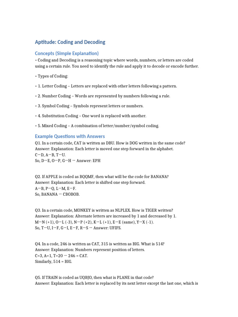 Coding and Decoding Aptitude | PDF
