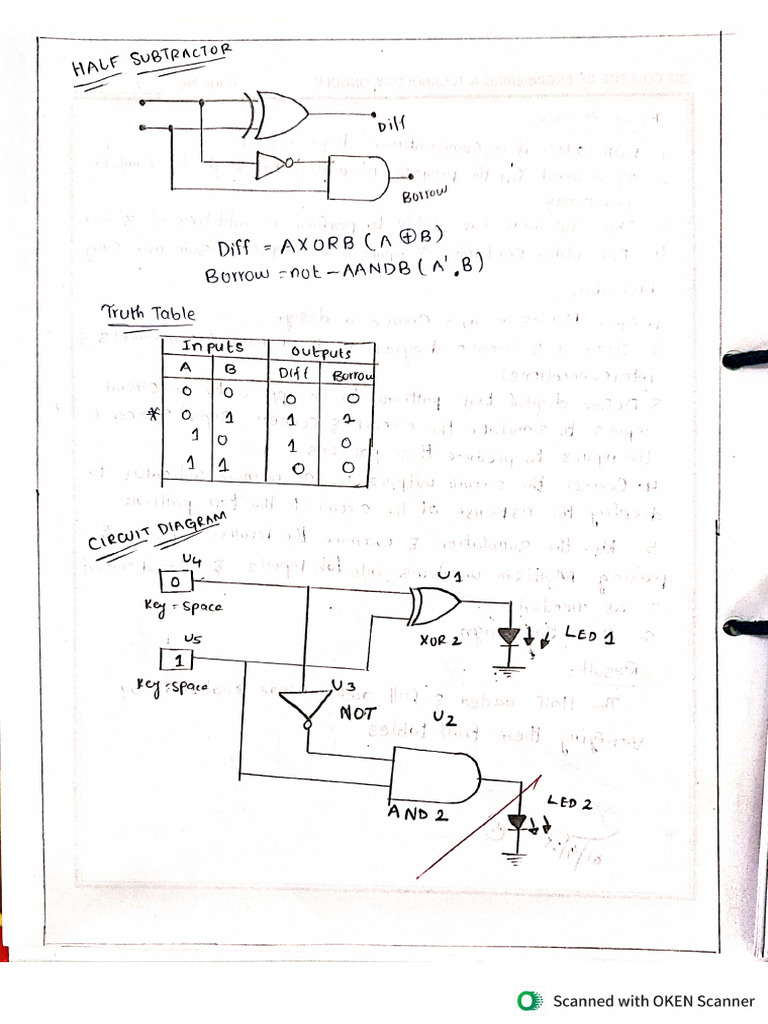 Half and Full Subtractor | PDF