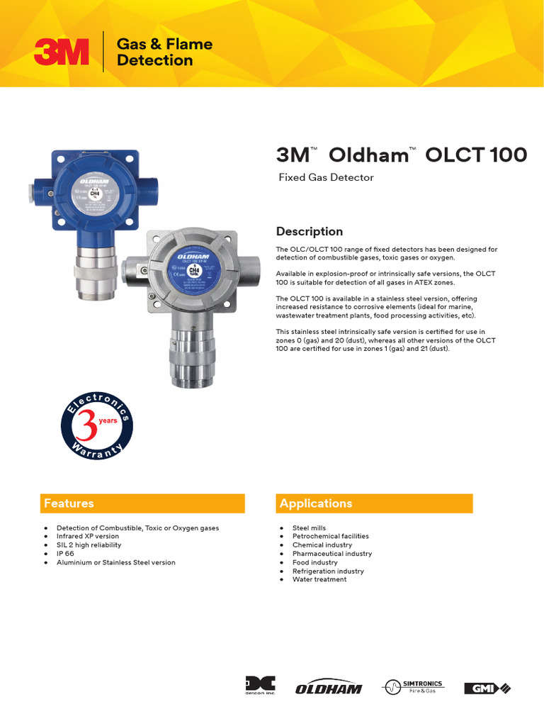 3M Oldham OLCT 100 Gas Detector | PDF | Chemical Substances | Gases