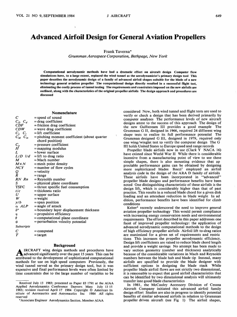 Advanced Airfoil Design for Propellers | PDF | Airfoil | Lift (Force)