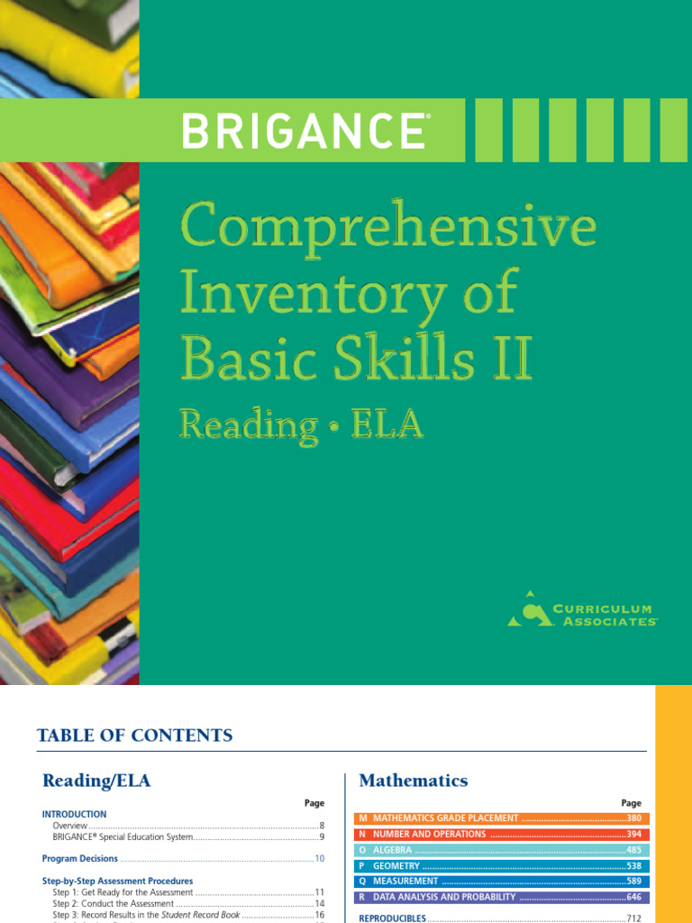 Brigance II - Reading ELA | PDF | Reading Comprehension | Letter Case