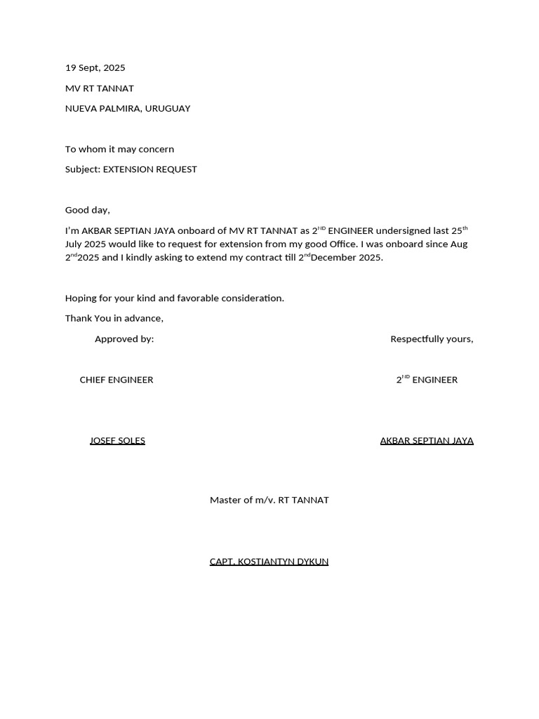 Extension Letter Akbar Deptian Jaya | PDF